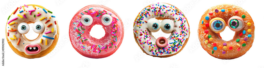 Cringe set of funny donuts character for your collage and diffrent art ...