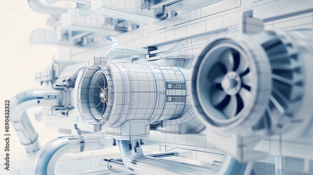 A white and grey machine with a large fan on the right. The fan is ...