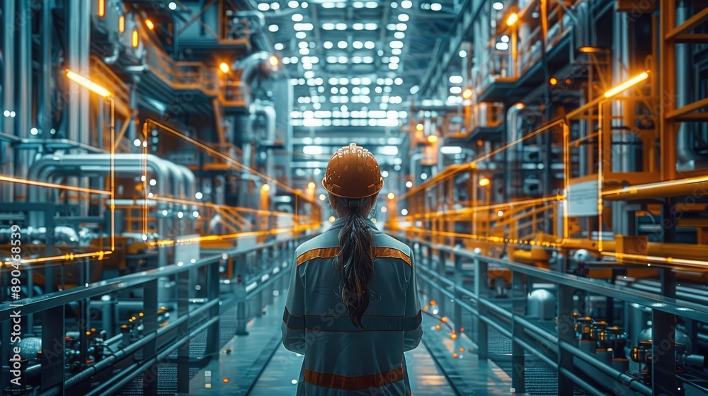 An engineer team in a heavy industry manufacturing factory that has ...