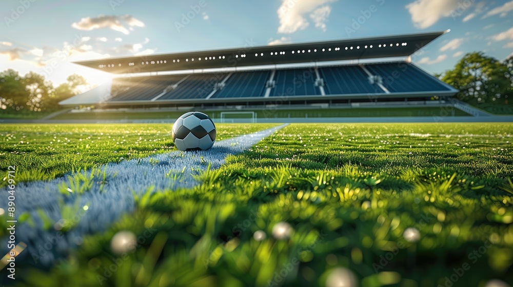 Green grass soccer football, energy cell renewable rallying, new arena ...