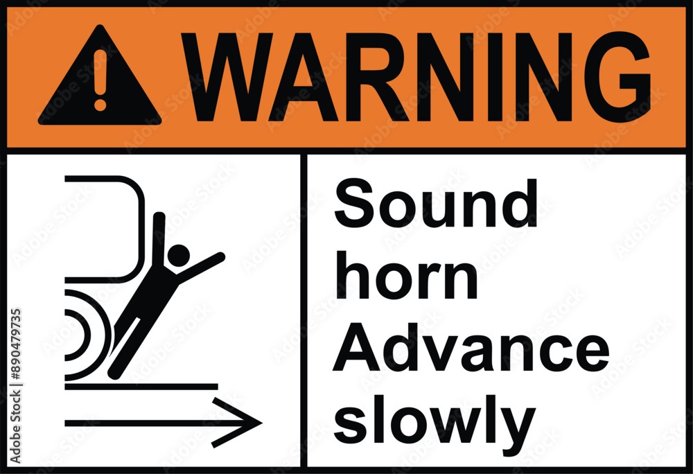 Warning sound horn advance slowly sign with symbol. Caution Sound Horn ...