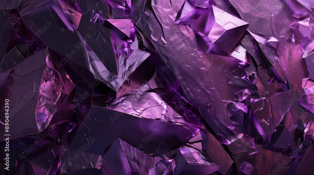 Deep purple 3D abstract background with hyper-realistic crystal ...