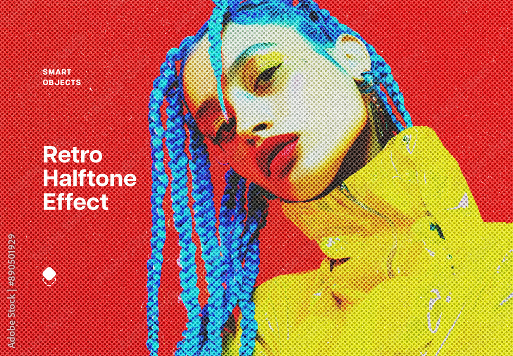 Retro Halftone Photo Effect Mockup Stock Template | Adobe Stock