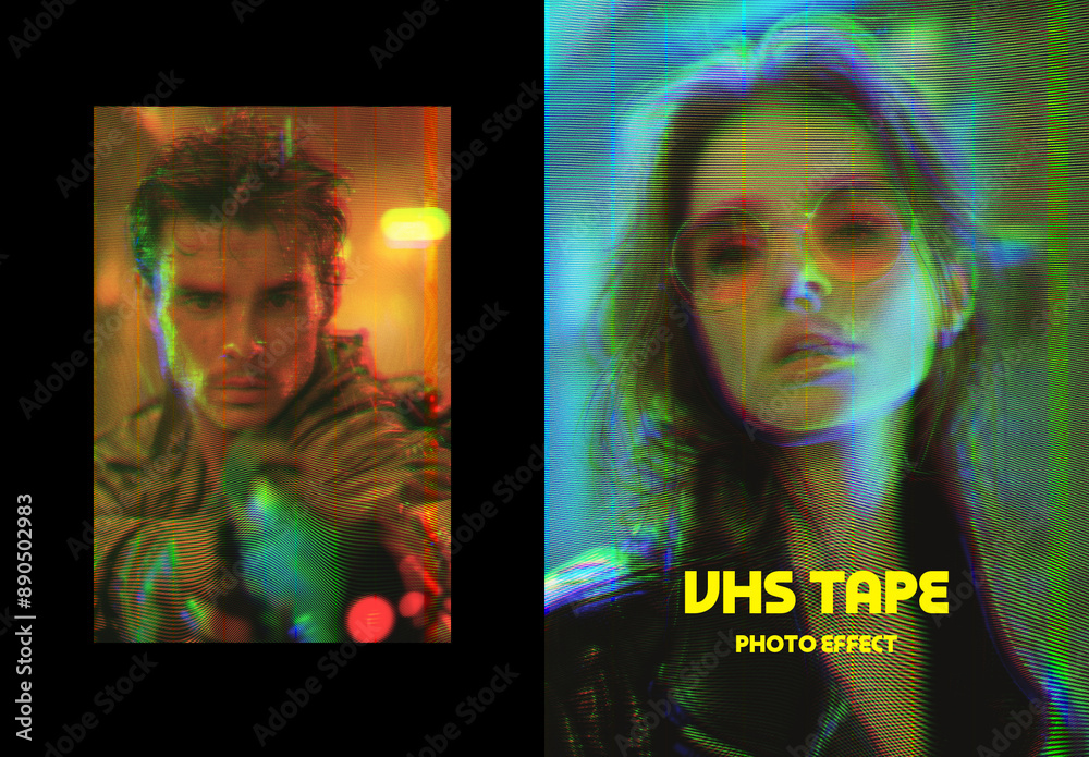 VHS Tape Poster Photo Effect Mockup Stock Template | Adobe Stock