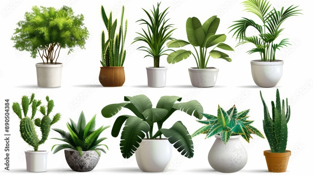 Versatile vector collection of realistic houseplants for interior ...