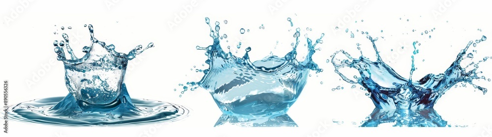 Water drop droplet drip liquid splash swirl wave on transparent ...