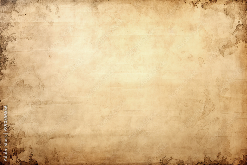 Aged, yellowed parchment with tattered and torn edges. Historical or ...