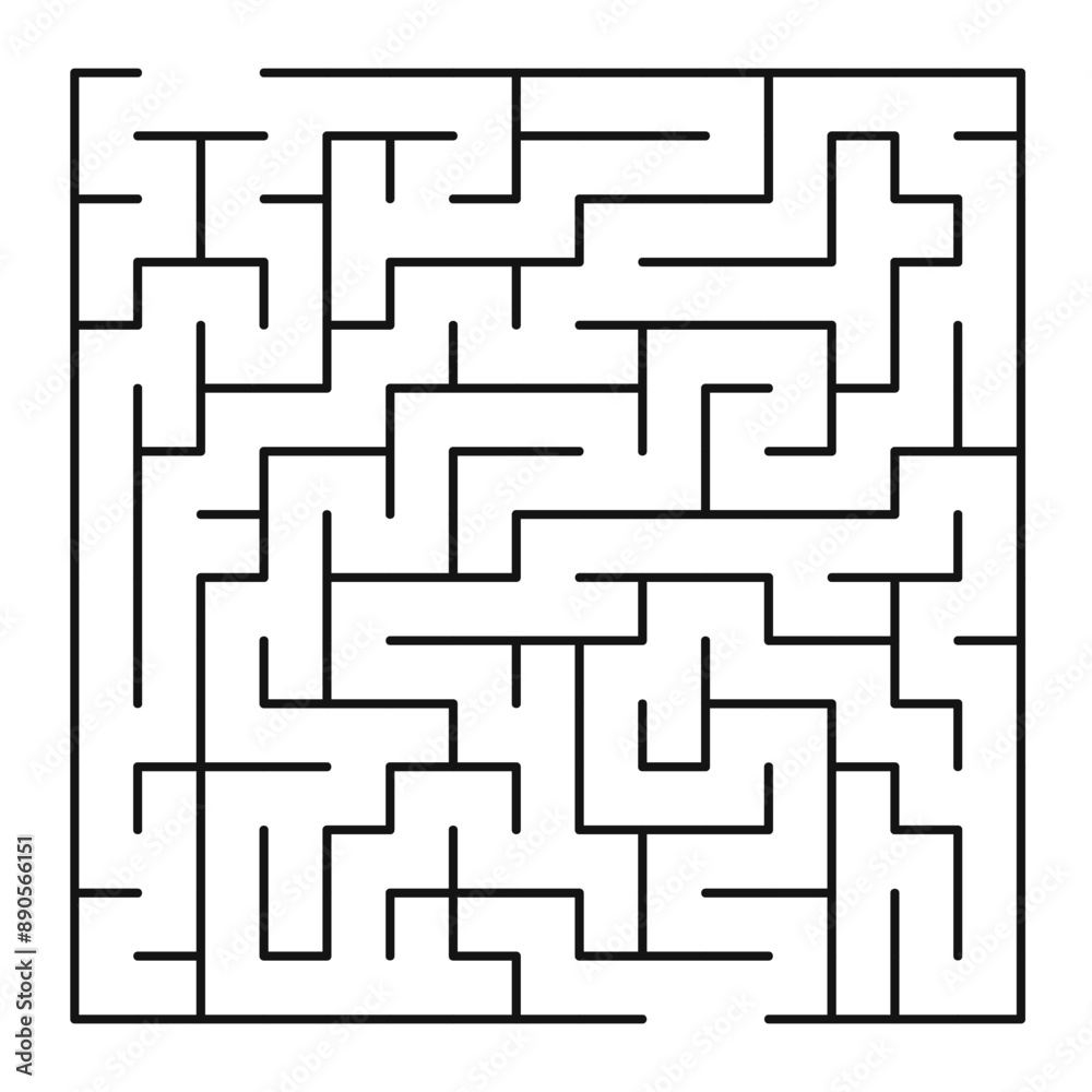 Maze shape design element. There is one entrance and exit and one ...