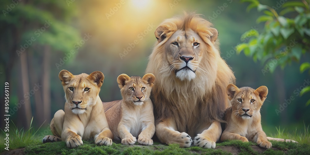 lion and lioness lion with family Africa lion lions tribe lion in ...