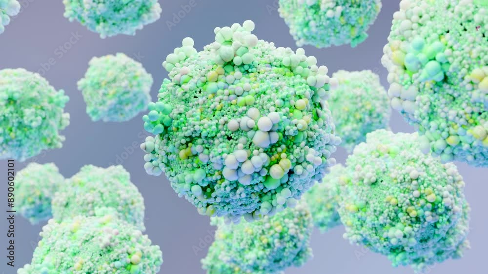 Virus Cells under microscope, Microbiome and Bacteria illness, Protein ...