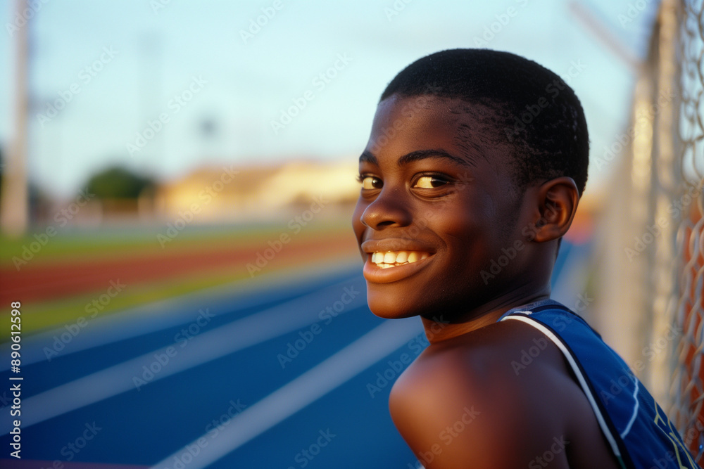 Inclusive image of a happy confident young black african teenage boy on ...