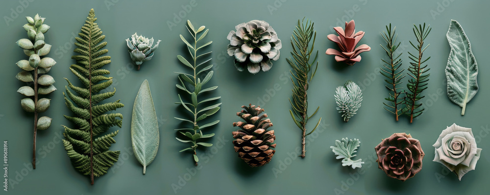 A botanical illustration showing various plants that follow the ...