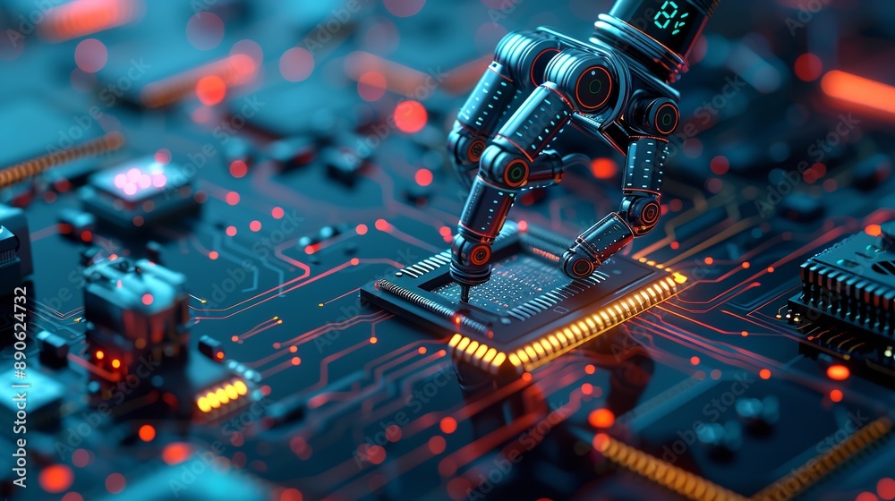 The advanced AI chip powered by a state-of-the-art processor controls ...