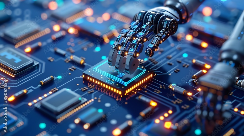 The advanced AI chip powered by a state-of-the-art processor controls ...