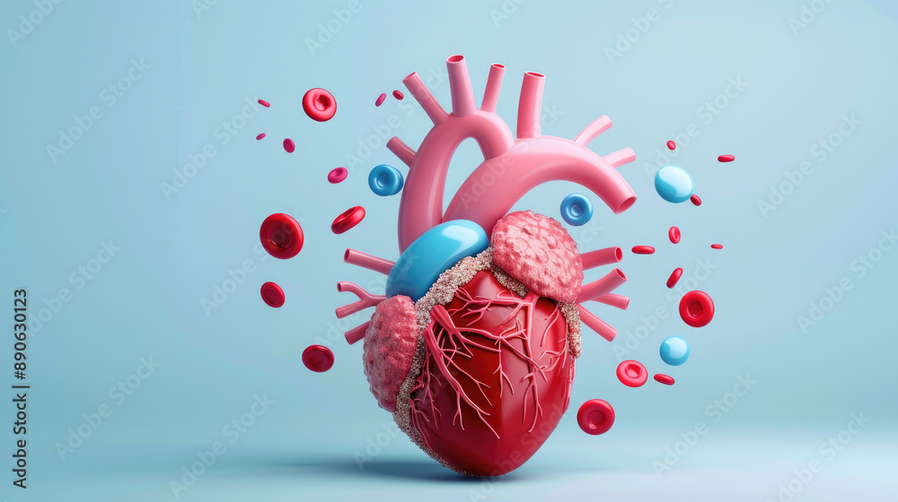 Explore a flat design illustration depicting artery plaque buildup ...