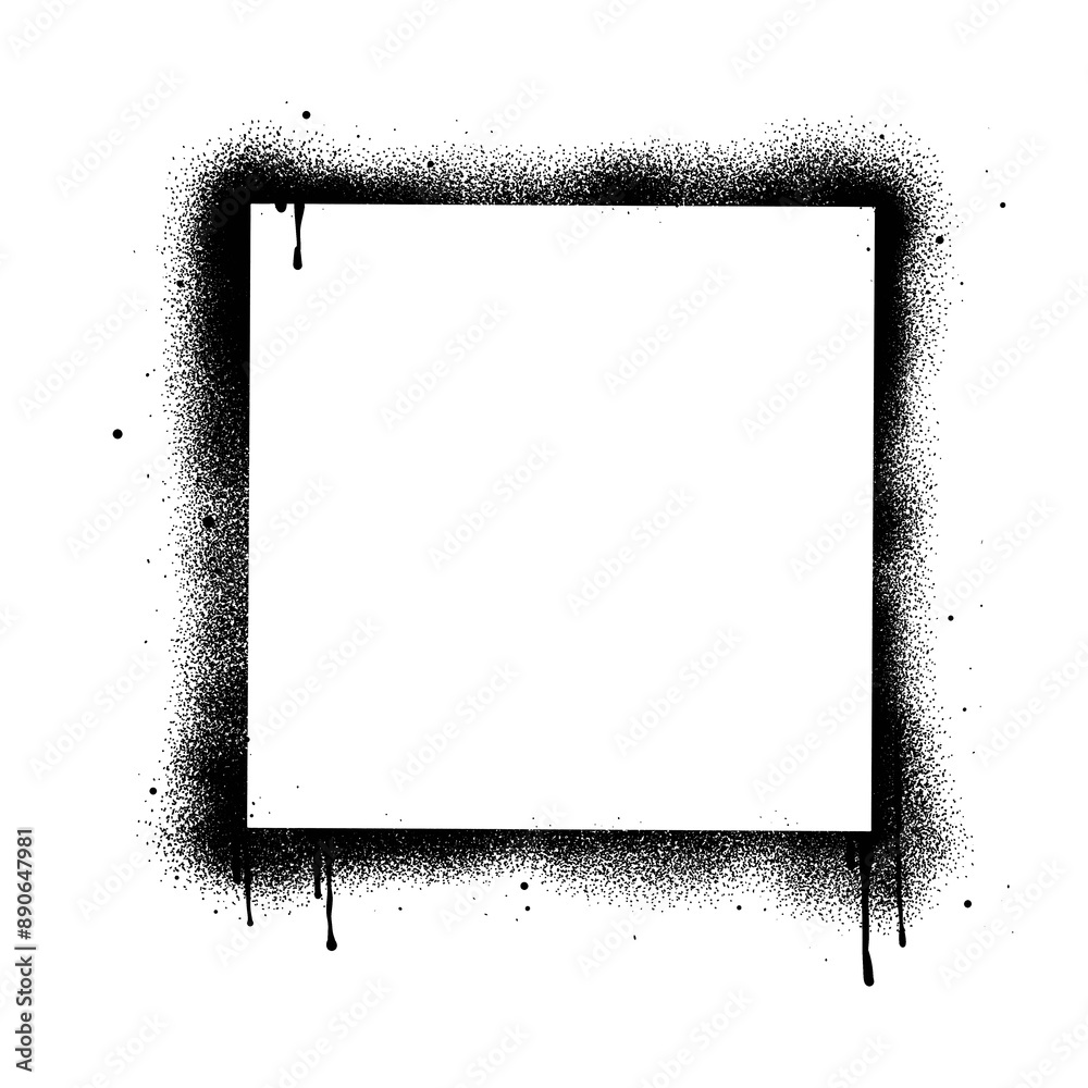 Spray paint graffiti stencil frames. Black airbrushing paint banner ...