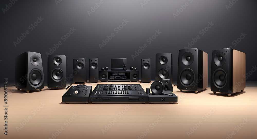 A loudspeakers for music and surround sound home theatre system placed ...