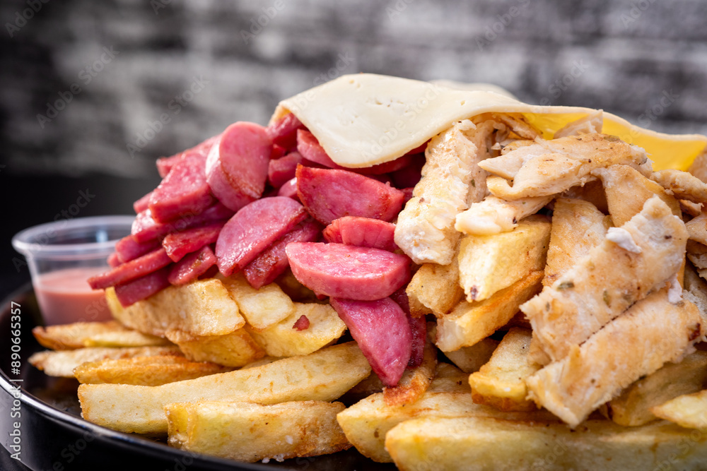 Peruvian culinary: Salchipapas, a fast food made with fried potatos ...