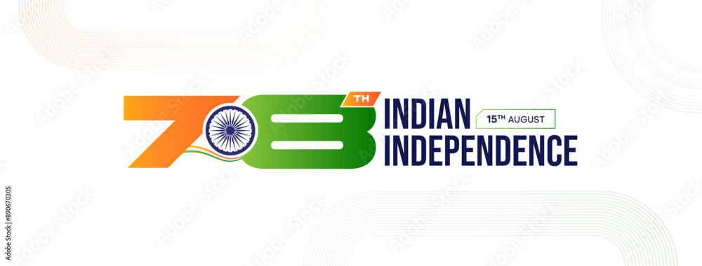 15th August 78th Independence Day of India, wavy Indian flag, tricolour ...
