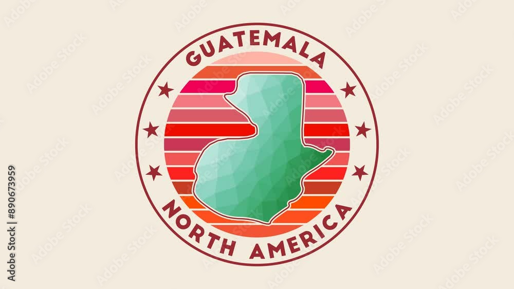 Guatemala intro video. Badge with the circular name and map of the ...