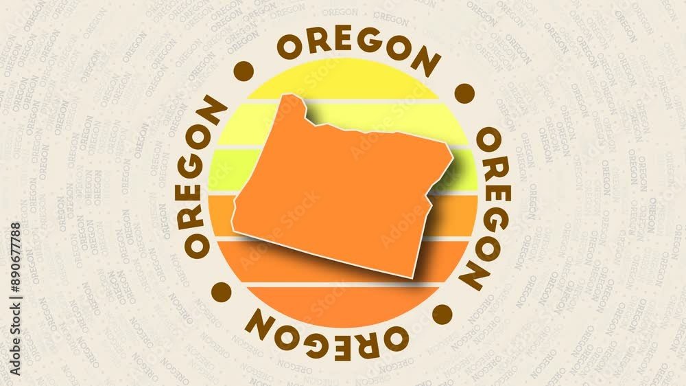 Oregon logo intro. Badge with the circular name and map of us state ...