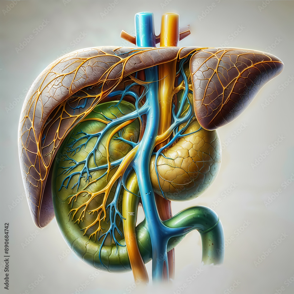 Anatomical Illustration of the Human Gallbladder and Biliary System ...