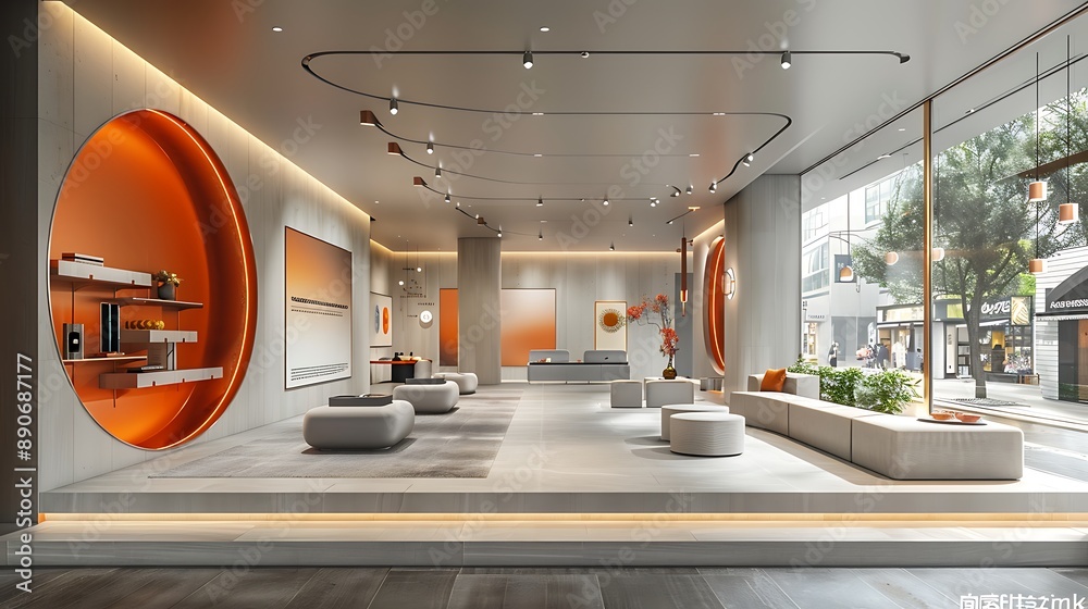 Innovative product launch event flyer featuring an open area showroom ...