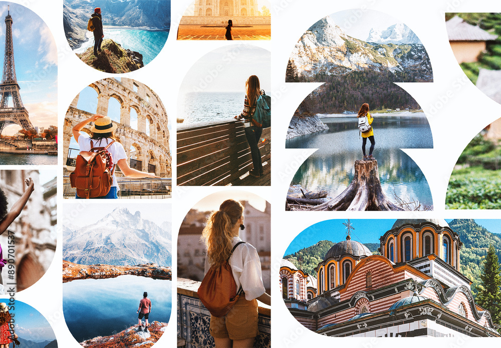 Geometric Arc Shape Collage Set Stock Template | Adobe Stock