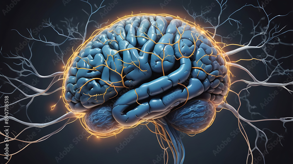 An illustration depicting neuroplasticity with a brain evolving and ...