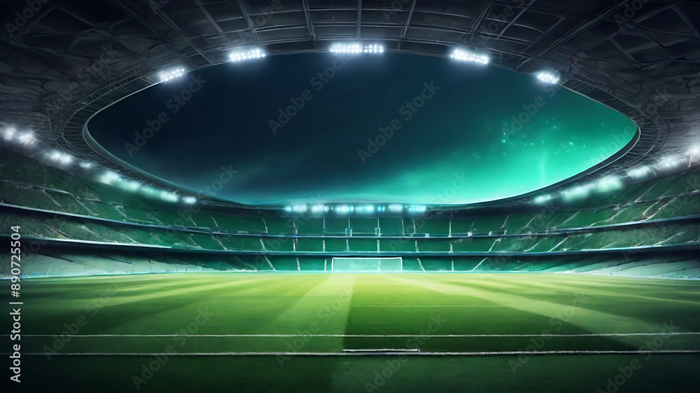 A Wide Perspective Spectacular sport Football stadium with glowing ...