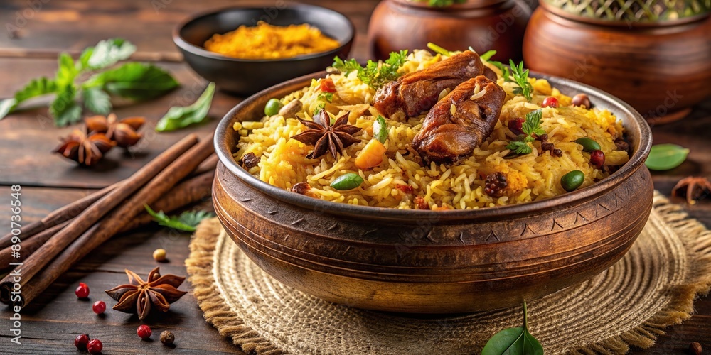 Spicy camel biryani cooked with parboiled basmati rice and Indian ...