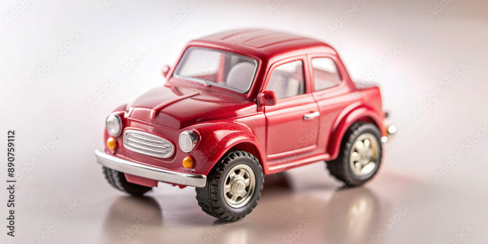 ภาพประกอบสต็อก Isolated bright red small toy car on a white background ...