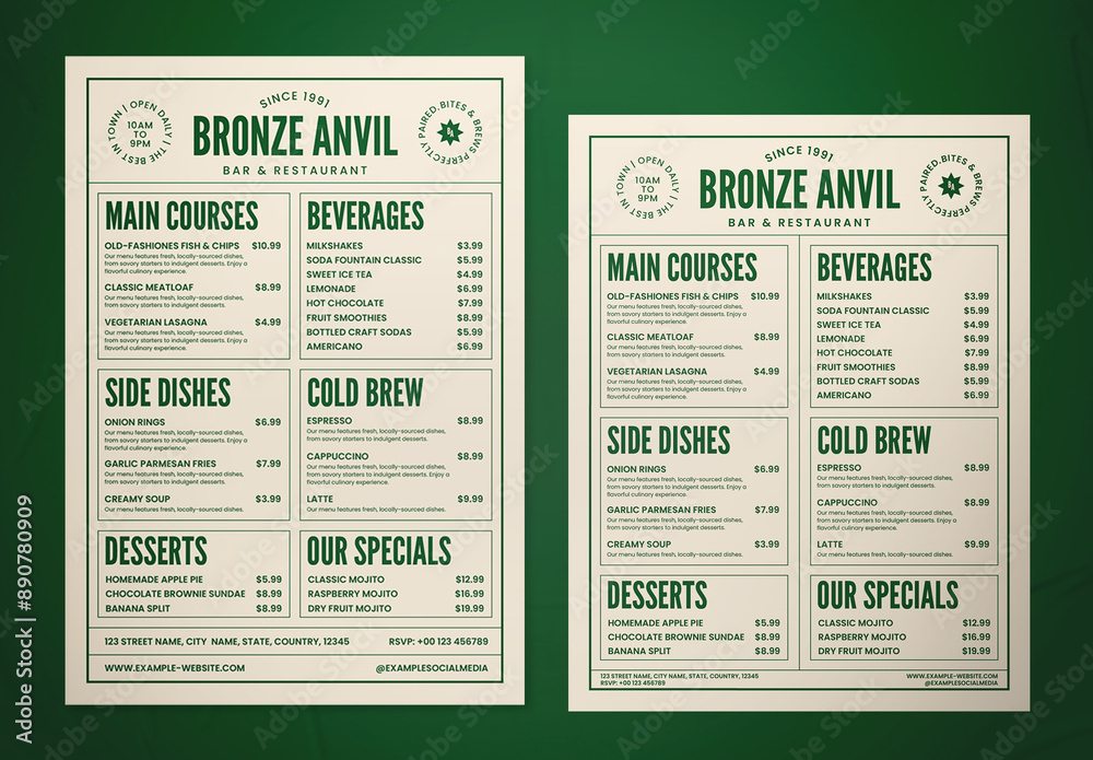 Minimal and Clean Restaurant Menu Layout Stock Template | Adobe Stock