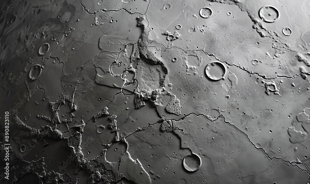 Roughly textured plaster mimics the surface of the moon, complete with ...