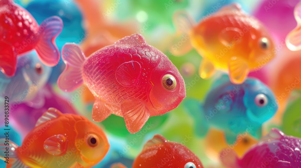 Candy Fish. Sweet Jelly Candy in Fish Shape on Colorful Background for ...