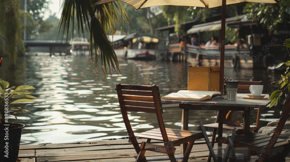 Immersed in a tranquil bossa nova ambiance while studying at a ...