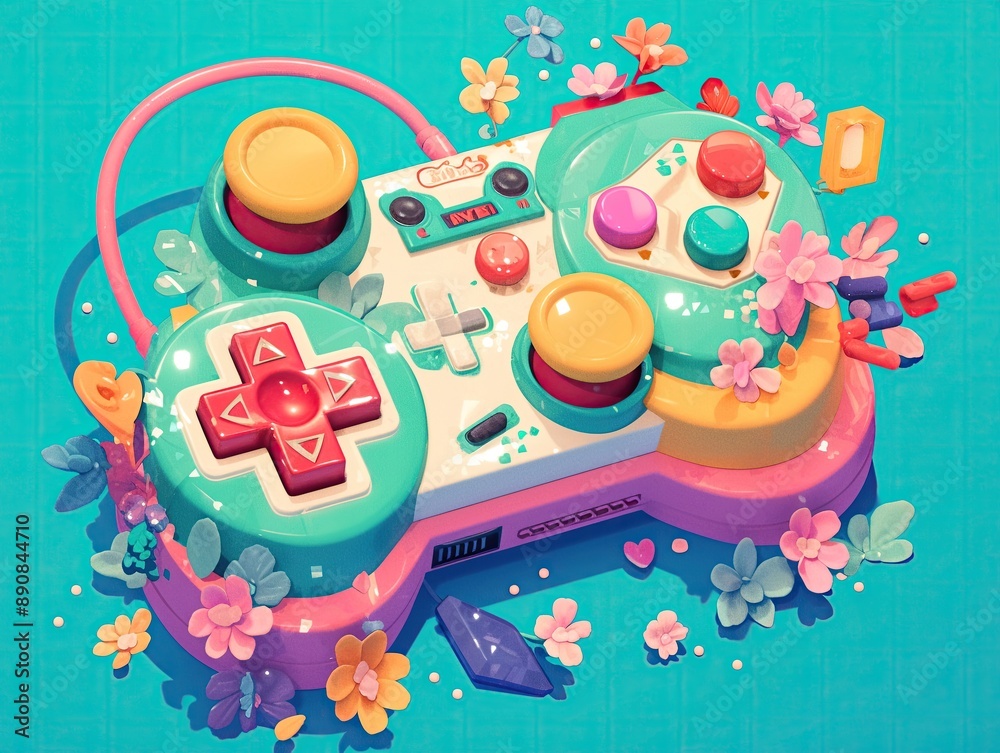 A retro game controller transformed into a Pop Art sculpture, oversized ...