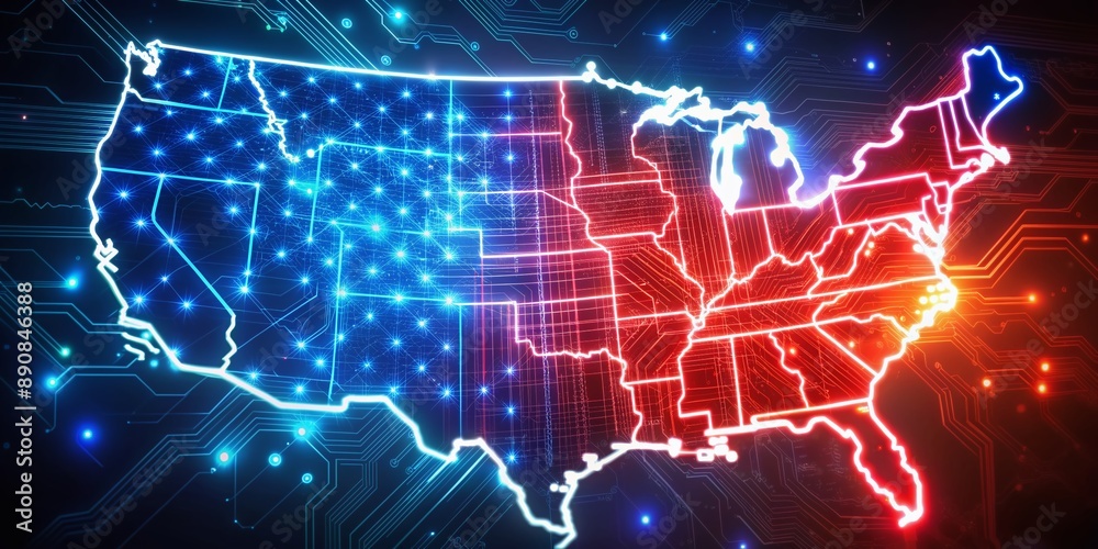 Vibrant graphic illustrating the dynamic 2024 USA election, featuring a ...