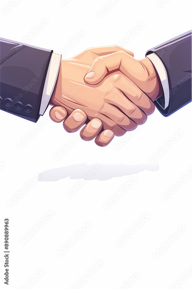 a 2d cartoon clipart drawing of a handshake on an isolated white ...