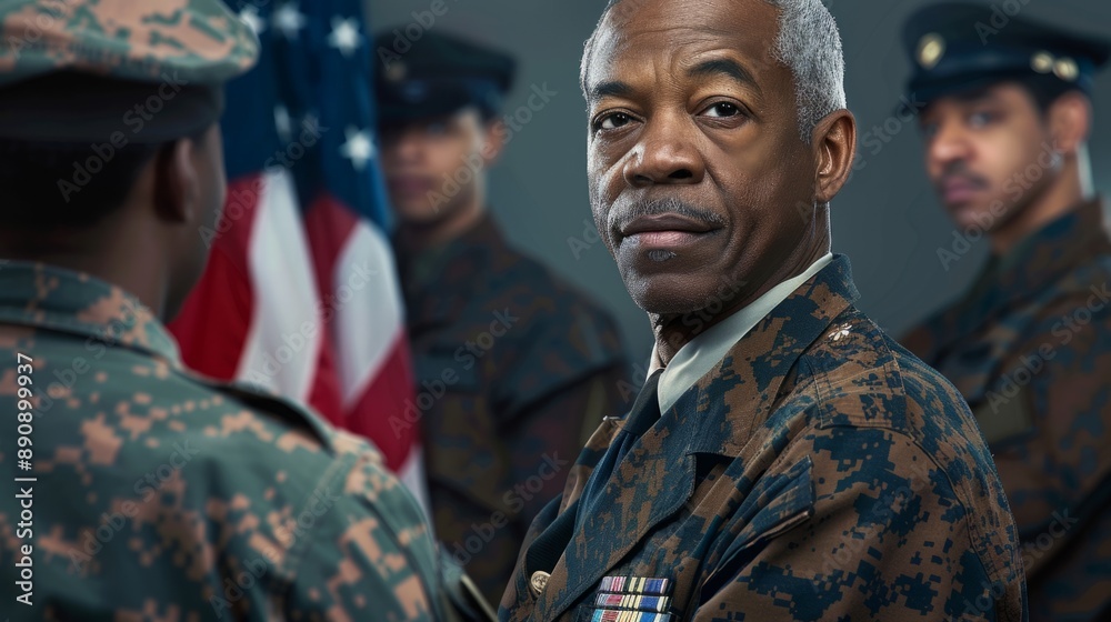 A senior military officer in uniform is honored during a ceremony with ...