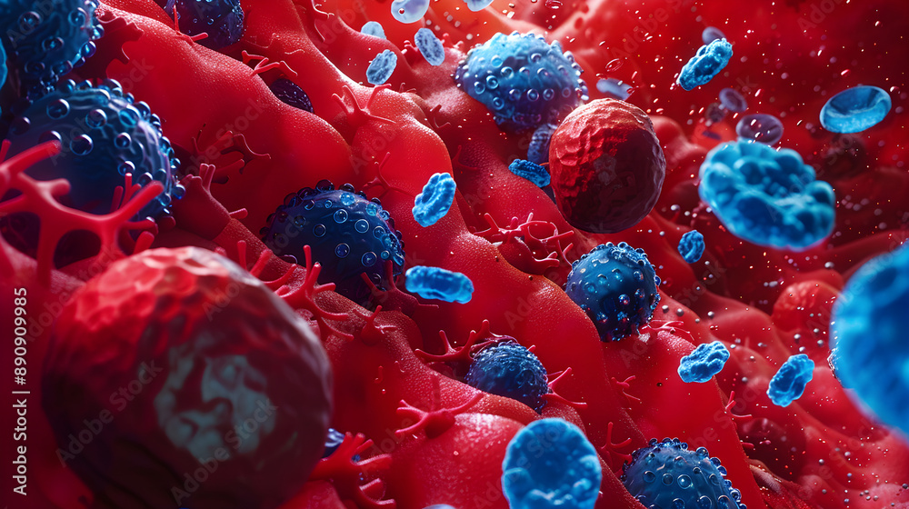 red blood cells, Blood vessel with blood cells, Blood cells in vein ...