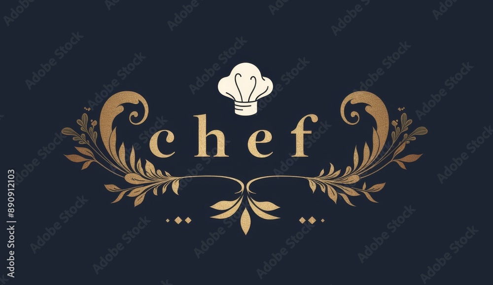 Elegant minimalist restaurant logo featuring the text "chef" with a ...