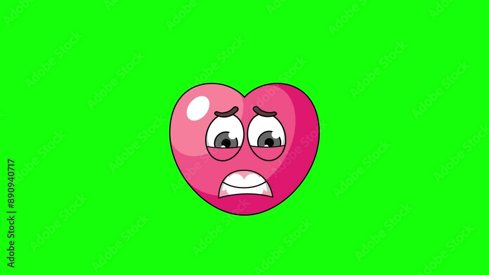 heart symbol cartoon with a face screaming in fear, emoji emoticon ...
