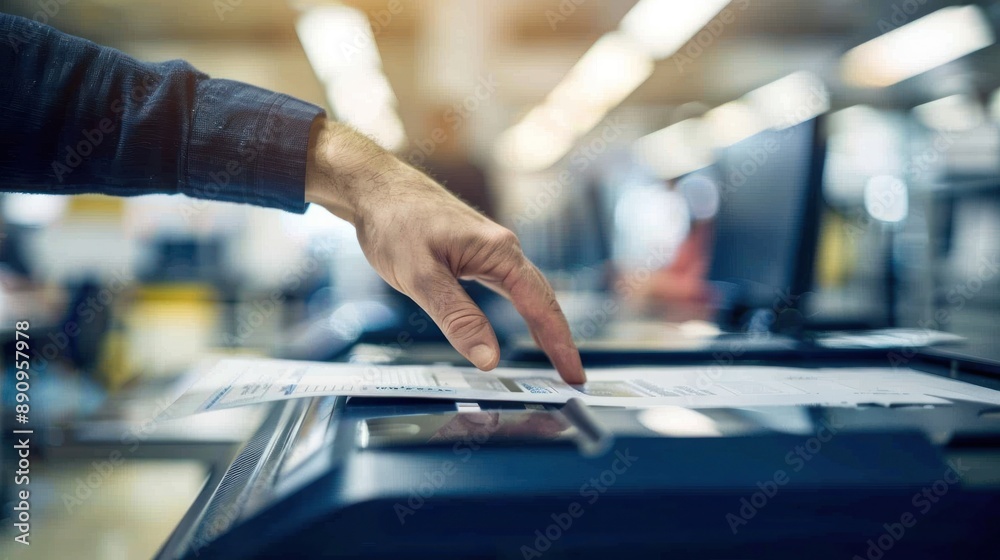 Hand Feeding Documents Into a Copier Machine Stock Photo | Adobe Stock