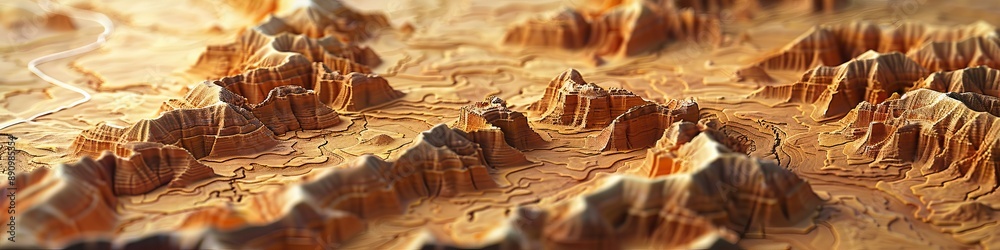 Draw a map sand table with mountains, sand roads, and deserts in the ...