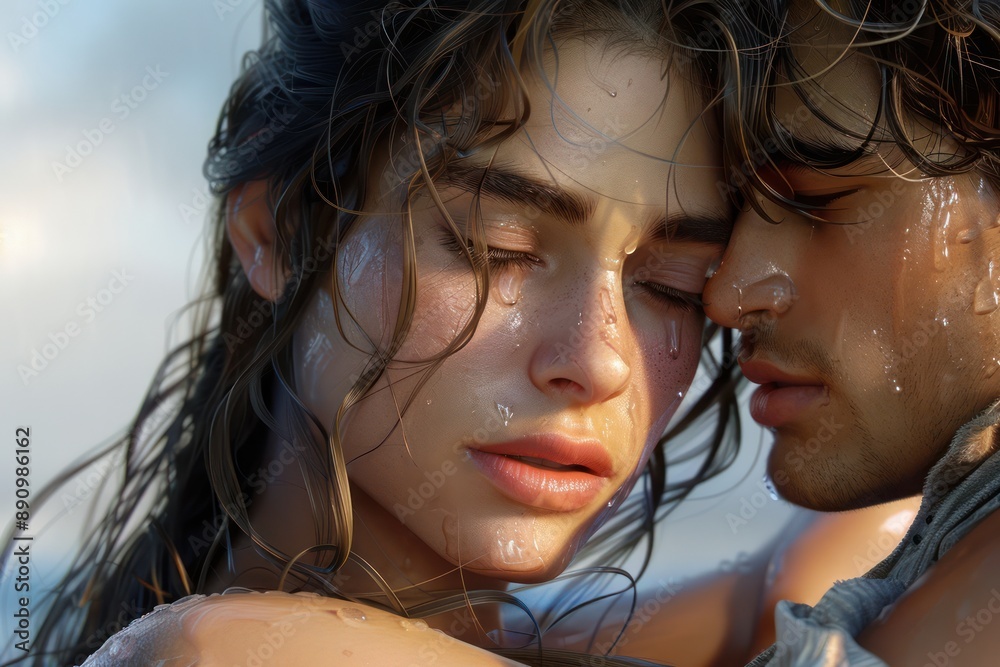Romantic Couple Embracing in Intimate Moment, Deep Connection and ...