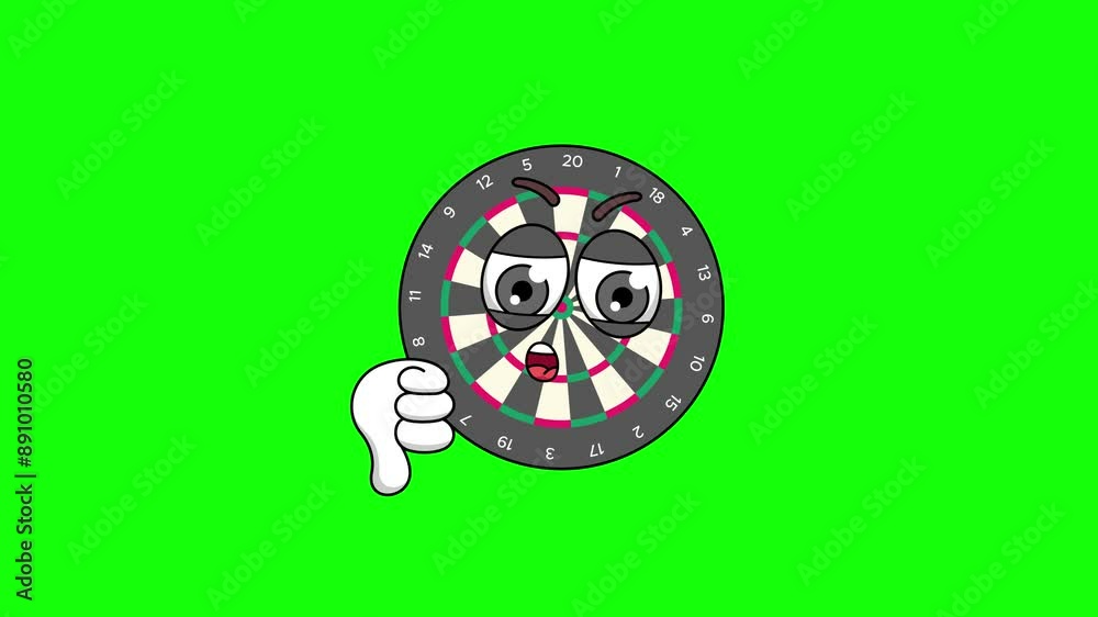 dart board cartoon with thumb-down hand, emoji green screen animation ...