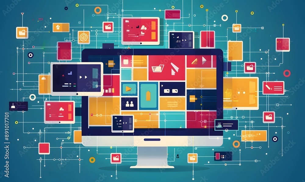 Conceptual vector graphic of a web page layout with placeholders for ...