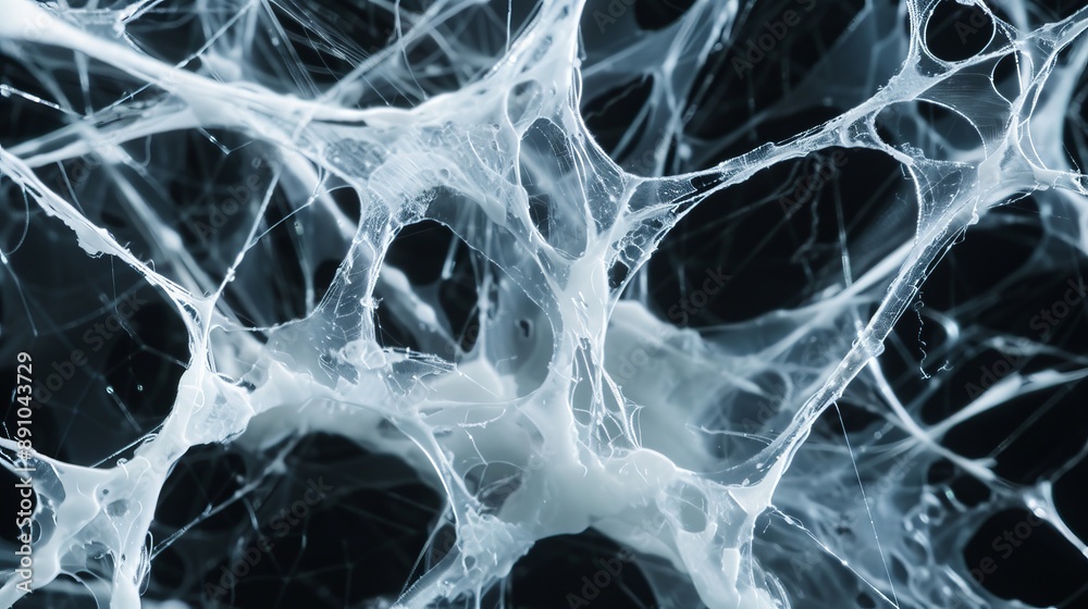 Artistic portrayal of a single strand of spider silk under a microscope ...