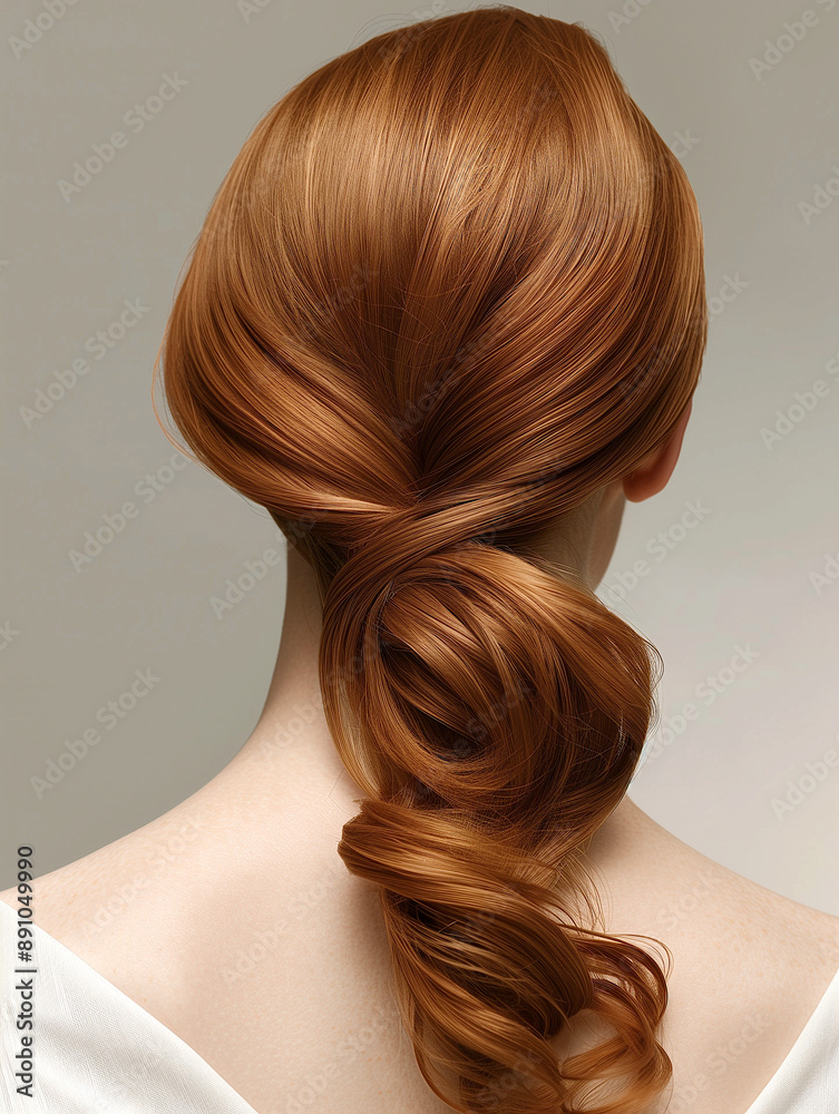 beautiful hair model, back shooting, beauty red hair for hair salon ...